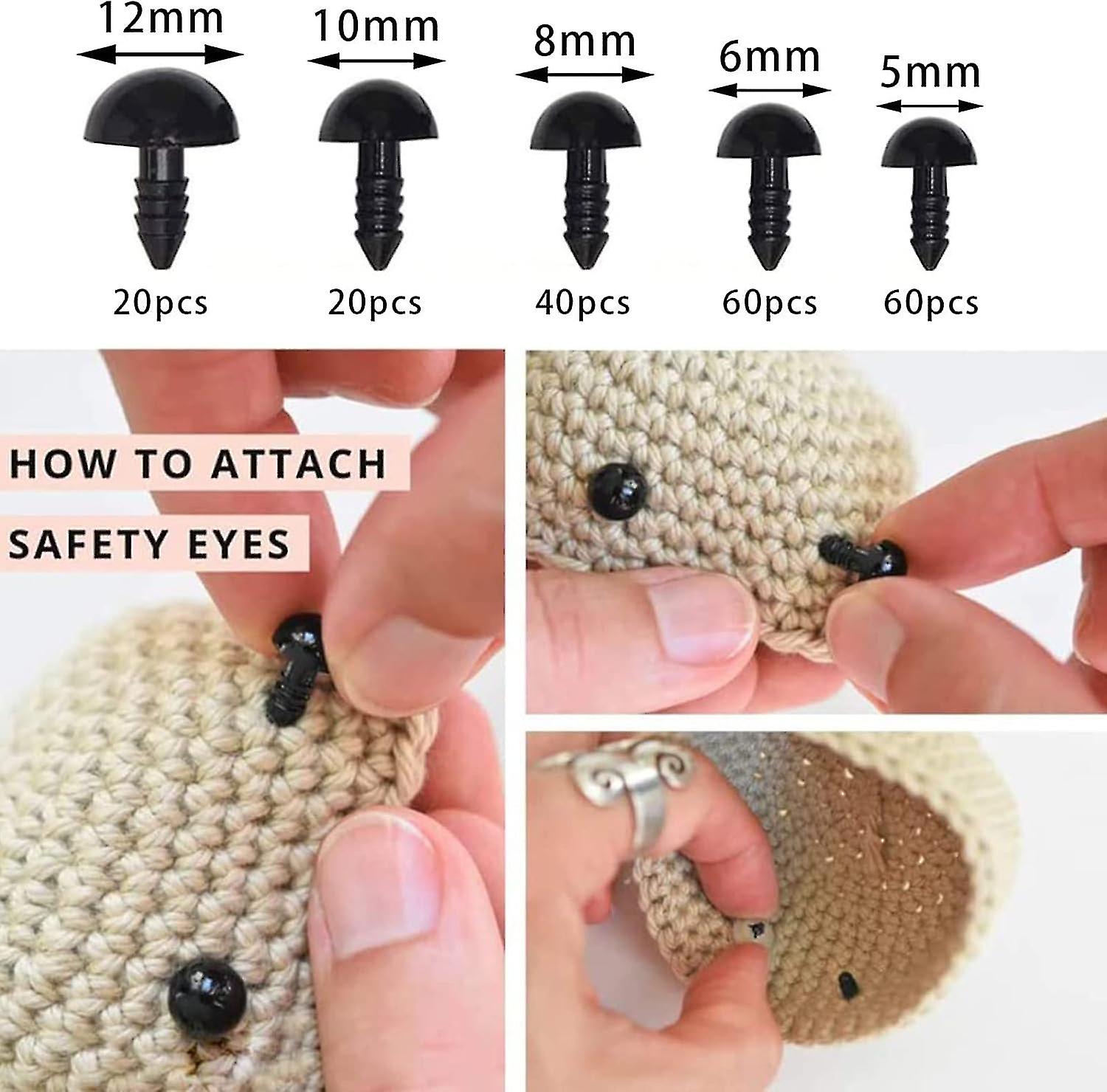 Amigurumi Safety Eyes, 5-12 Mm Safety Eyes With Washers, Black Safety ...