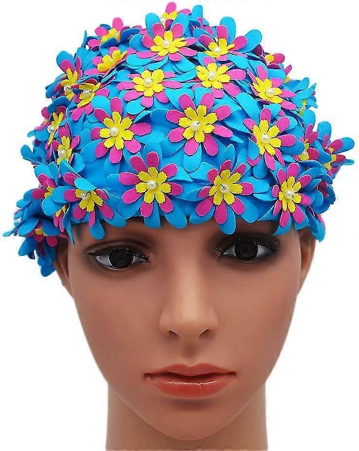 Swim Cap Floral Petal Retro Style Bathing Caps For WomenSwim Cap Floral ...