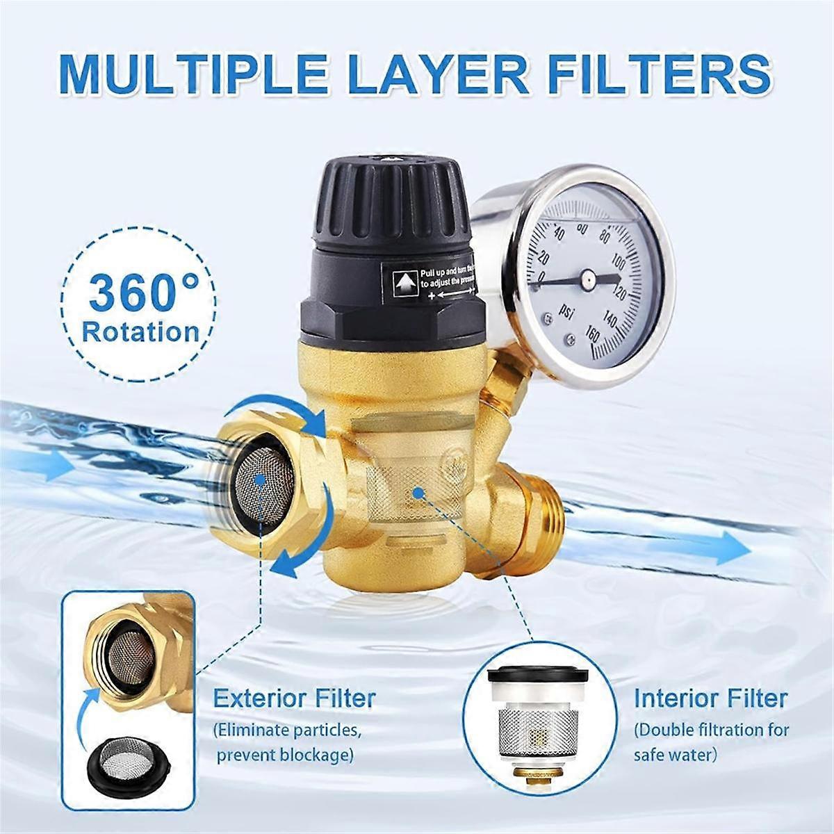 RV Water Pressure Regulator Valve, Adjustable Water Pressure Reducer ...