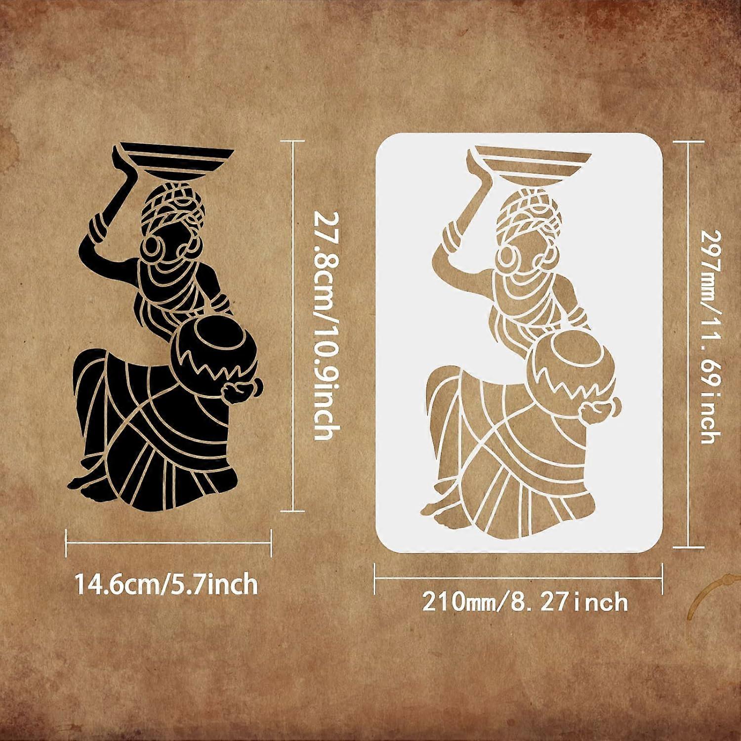 African Girl Stencils 11.7x8.3 inch Lady Silhouette Drawing Stencils ...