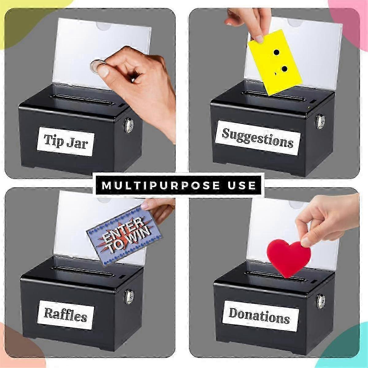 Donation Box with Lock - Acrylic Suggestion Box with Slot, Ballot Lock ...