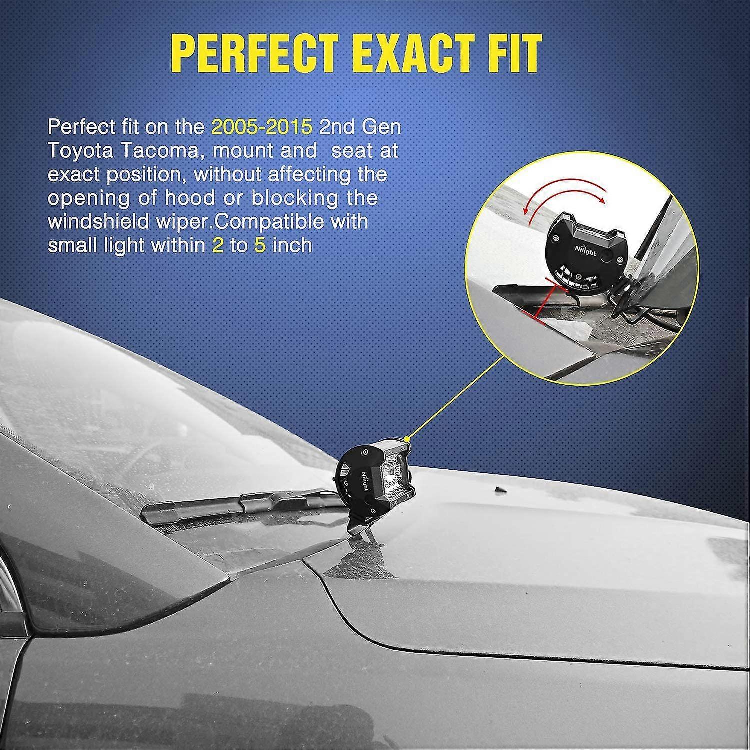 Led Light Pod Metal Hood Mount Bracket Kit/ditch Hood Light Brackets ...