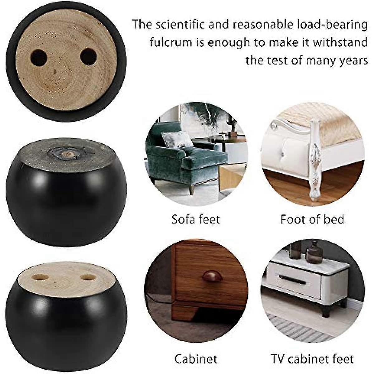 4pcs Furniture Legs Wooden 50mm Height Sofa Legs Eucalyptus Round Bun ...