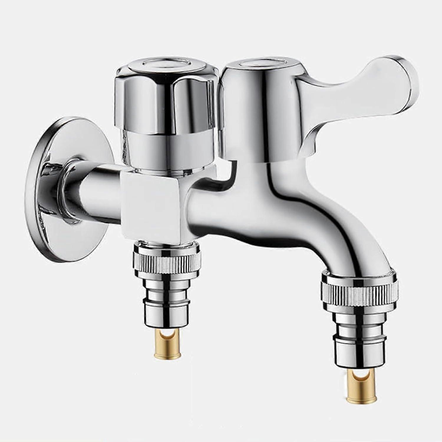 Double Faucet for Washing Machine Wall Mounted One In Two Out Brass ...