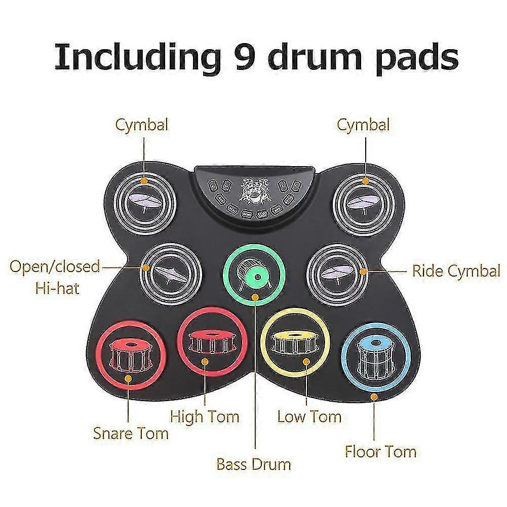 Electric Drum Set, 9 Pads Silicon Foldable Electronic Drum With ...