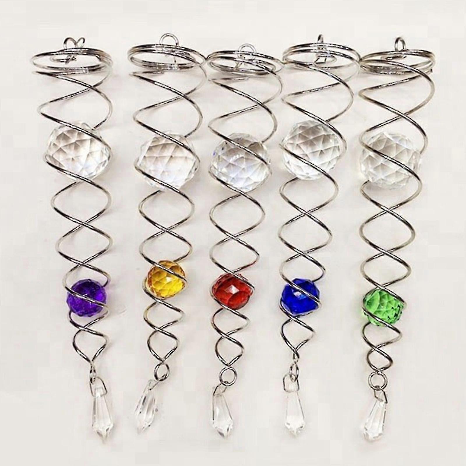 Decorative Spiral, Spiral Wind Spinner, 12 Inch Hanging Crystals Gazing Ball, Gazing Ball Spiral ...