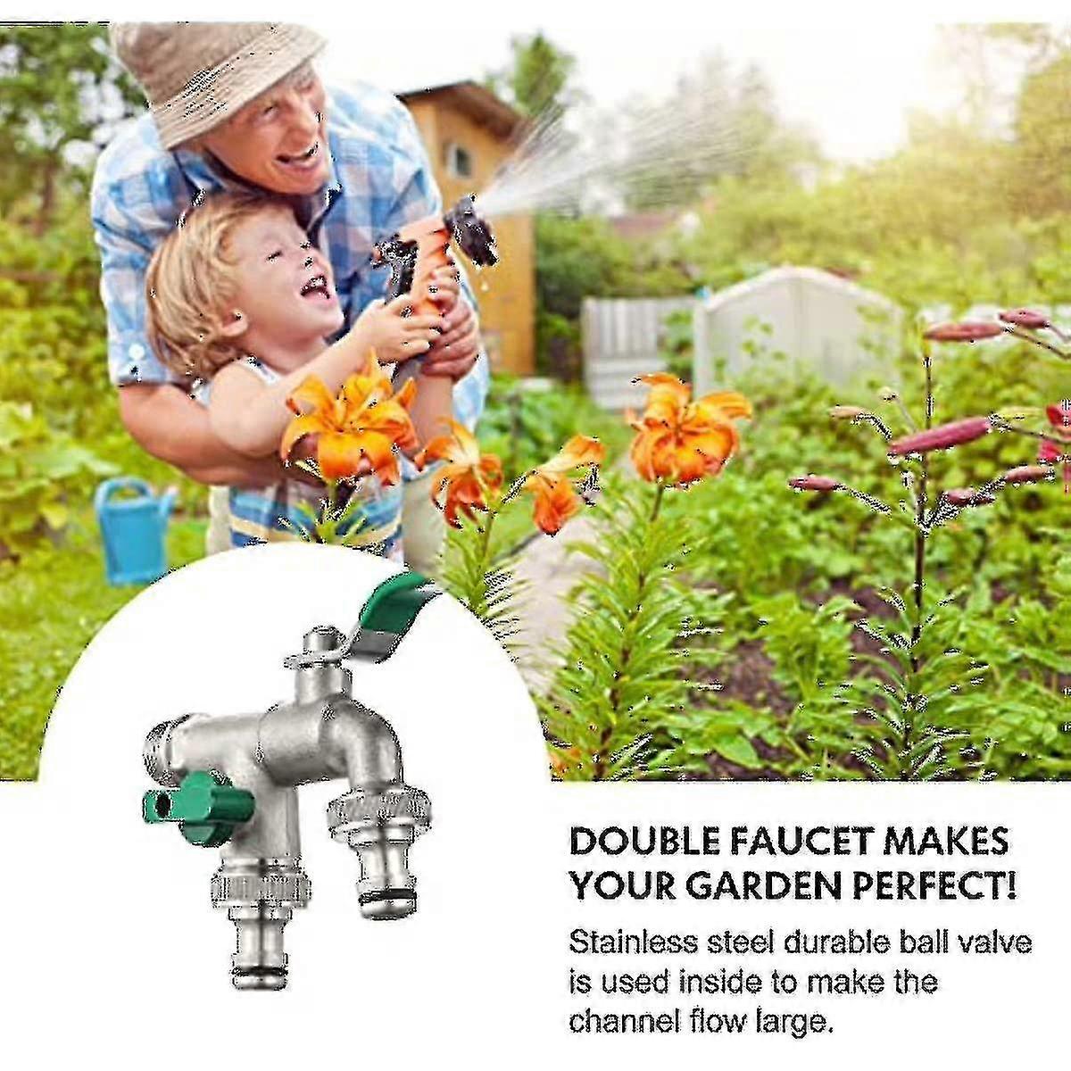 Premium Brass Double Water Tap 12 Inch Garden Tap Double Water Tap With ...