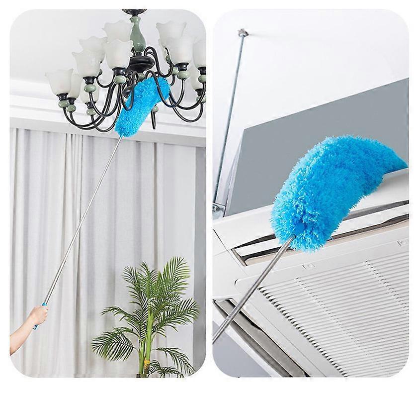 Blue feather duster microfiber corner broom extendable up to 280cm ...