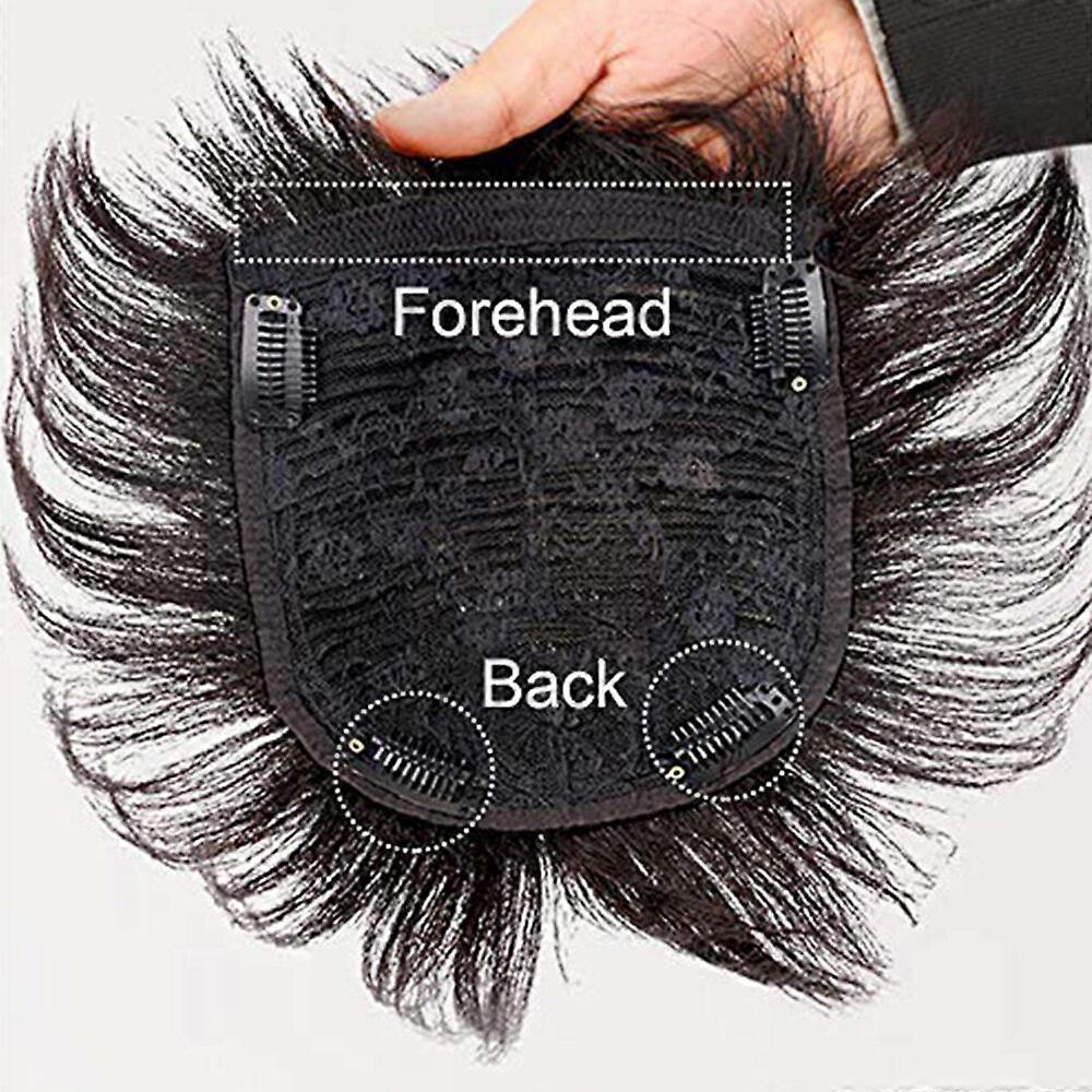 Men Hair Tropper, Natural Black Short Men Topper Wig Real Human Hair ...