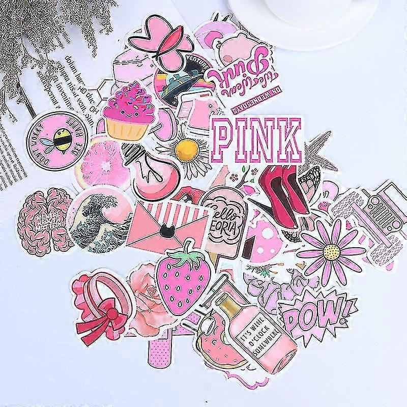 50pcs Cartoon Pink Girls Stickers Diy Suitcase Laptop Guitar Bicycle ...