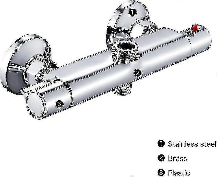 Thermostatic Shower Mixer 2 Outlets High and Low Chrome Brass Anti ...