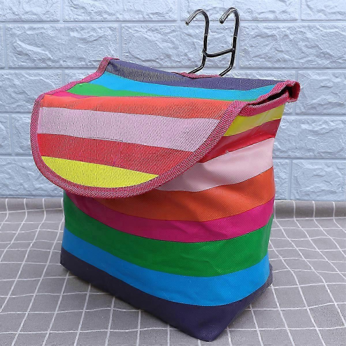 1PC Canvas Basket Foldable Front Hanging Storage Carrier Bag with Cover ...