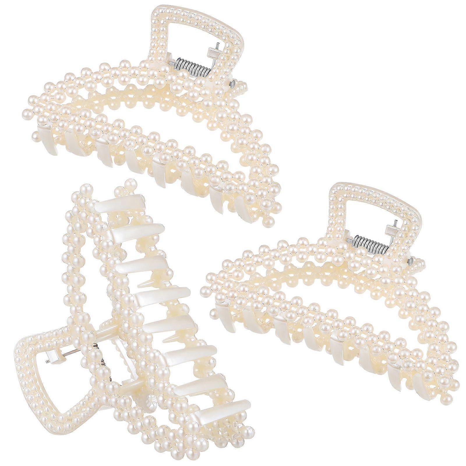 3pcs Hair Claws Beaded Claw Clip Elegant Hair Clips Women Hair Gripper ...