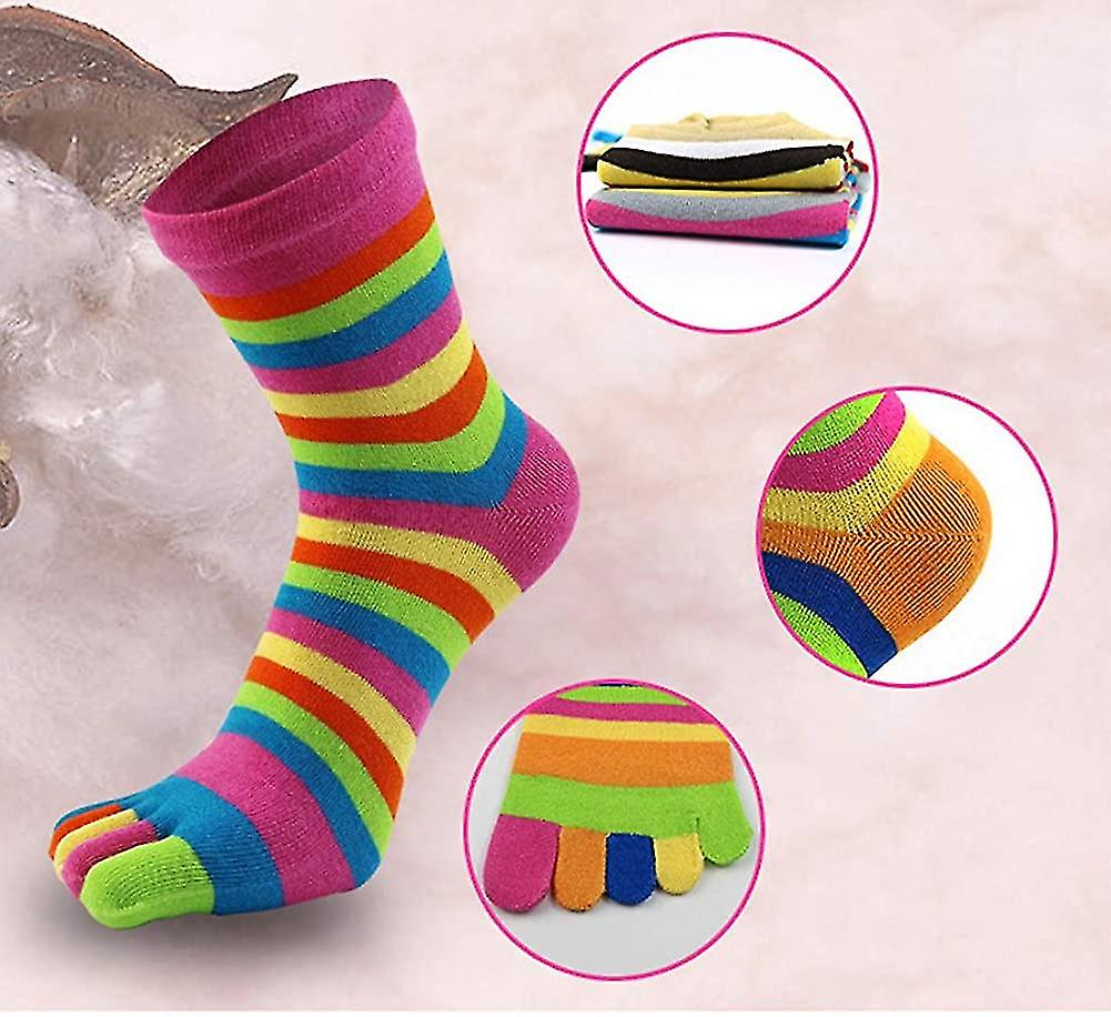 Women Toe Socks 5 Finger Cotton Wicking Athletic 6 Pack | Fruugo UK