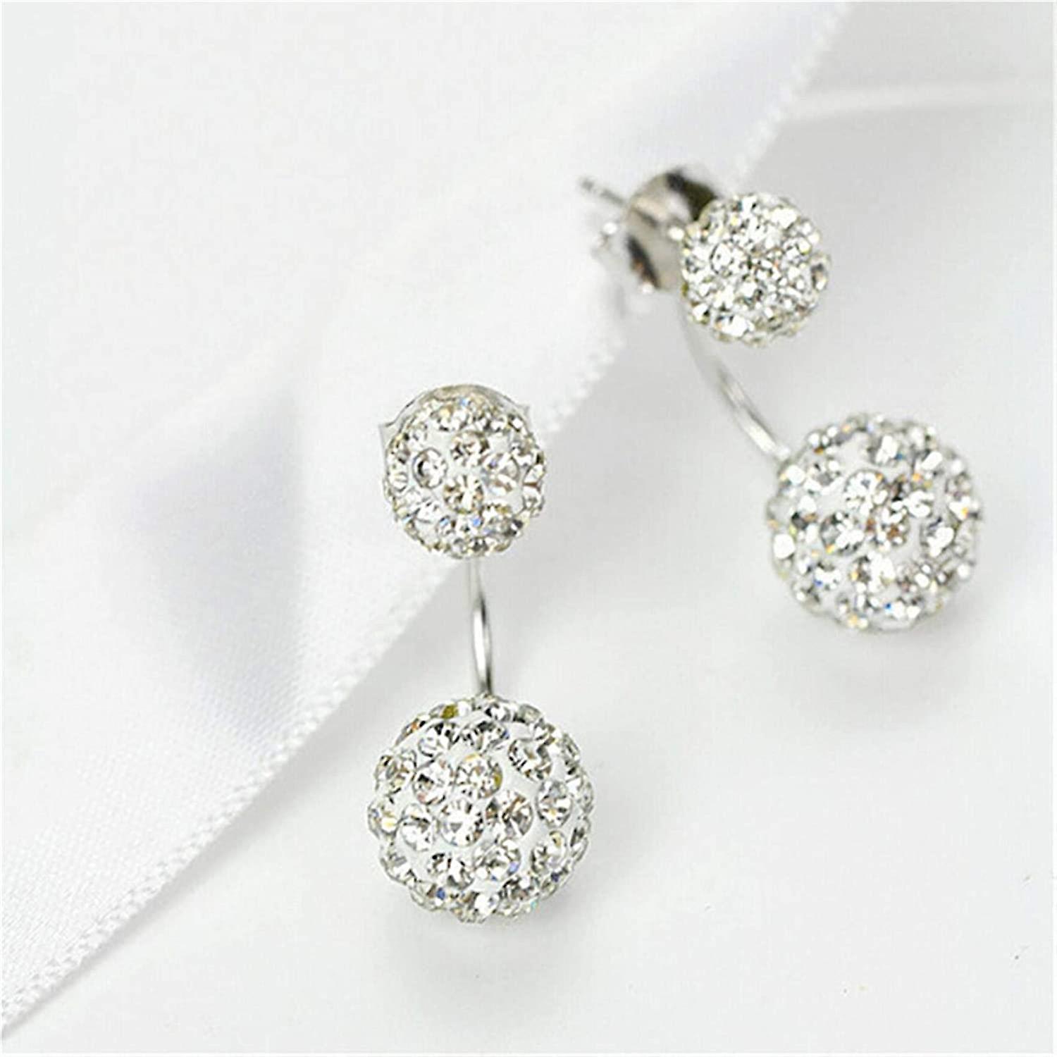 Women Diamond Earring Star Dangler Double Ball Stud Earrings Crystal ...
