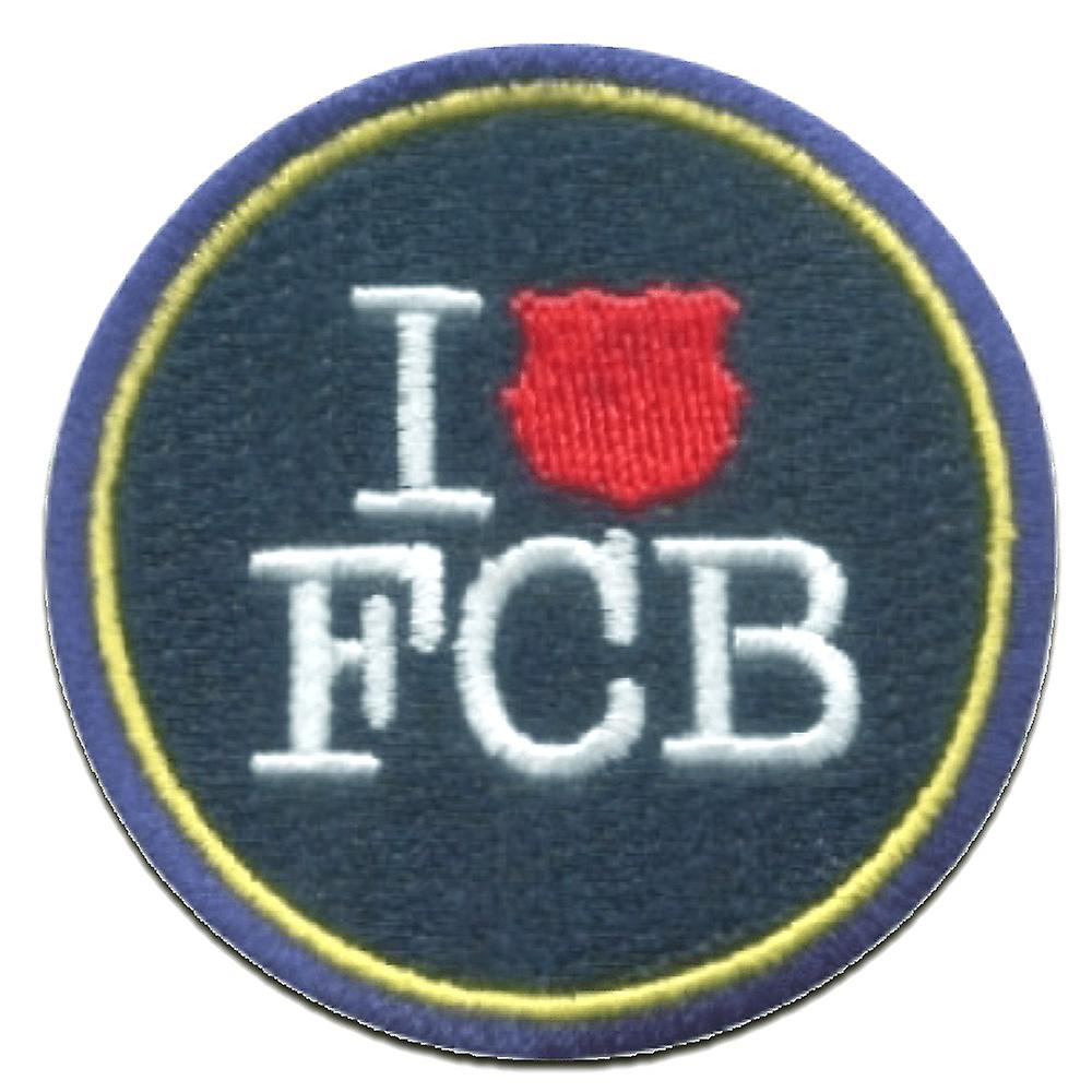 Patch - FC BARCELONA "I LOVE FCB" - grey - 6x6cm - Iron-on patches ...