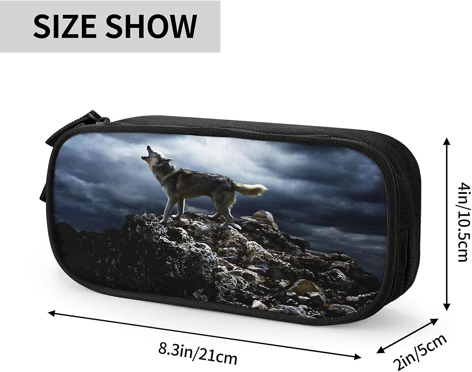 Pencil Case Large Capacity Pencil Pouch Gray Animal Lone Wolf Pencil ...