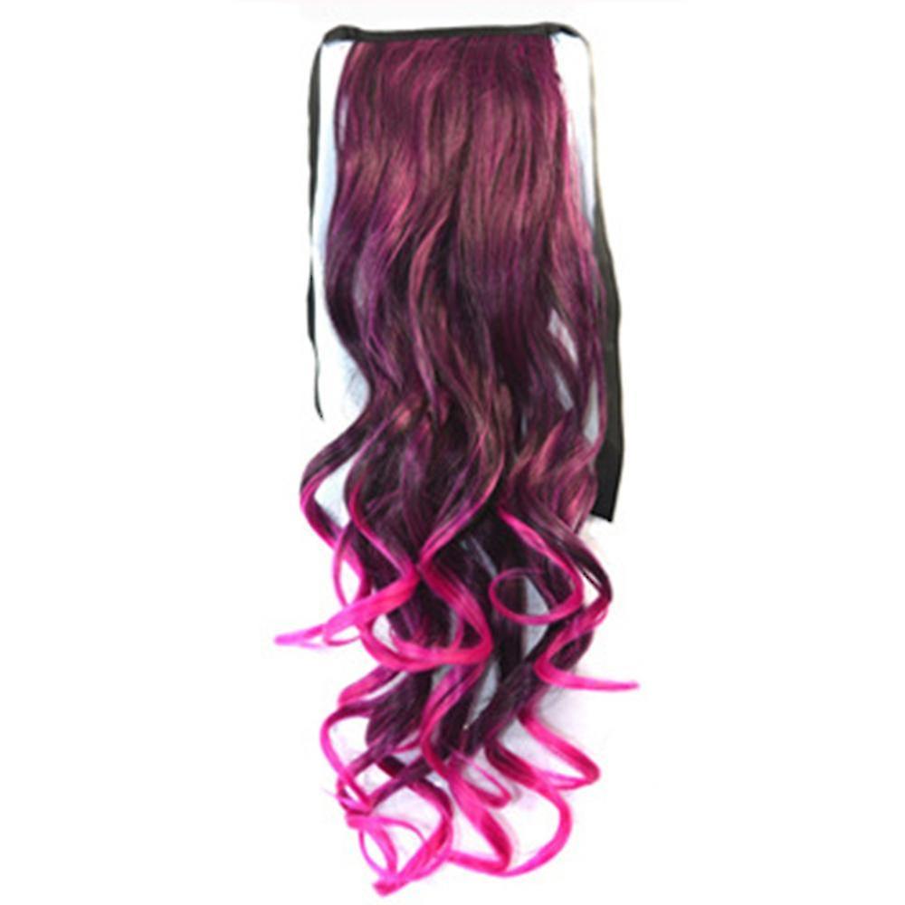 Kbmw black to rose red gradient ramp horsetail lace-up curled wig dt245 ...
