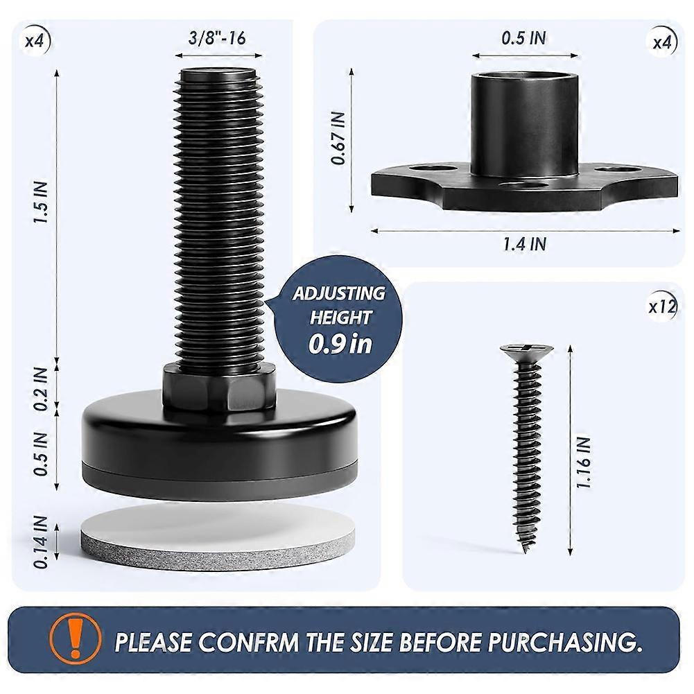 Adjustable Leveling Feet, 3/8inch-16 Thread T-Nut Kit Furniture ...