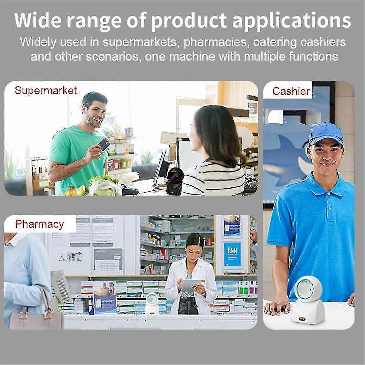 2d Omnidirectional Barcode Scanner 1d 2d Qr Code Desktop Auto Sense Bar ...