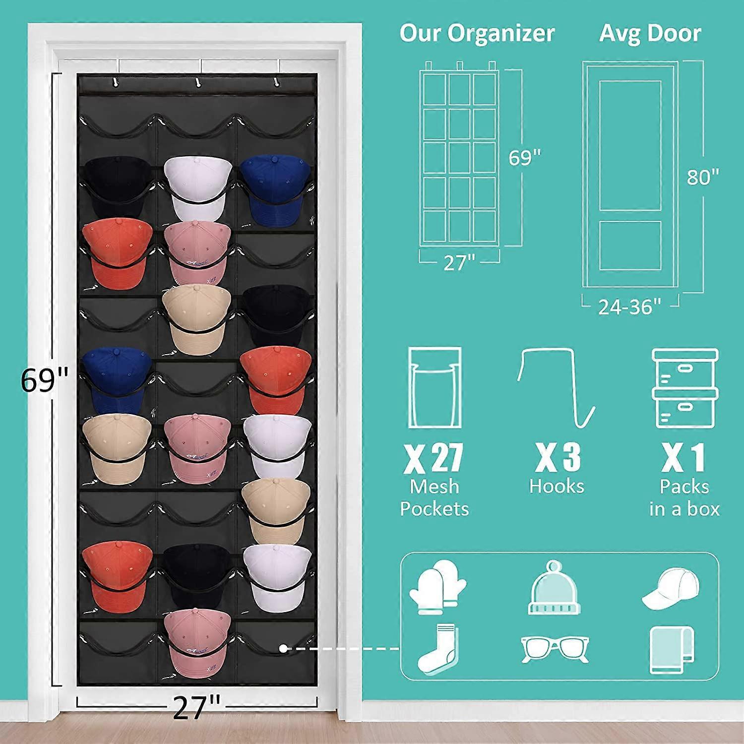 Hat Rack For Baseball Caps 27 Pockets Hat Organizer Hat Organizer For ...