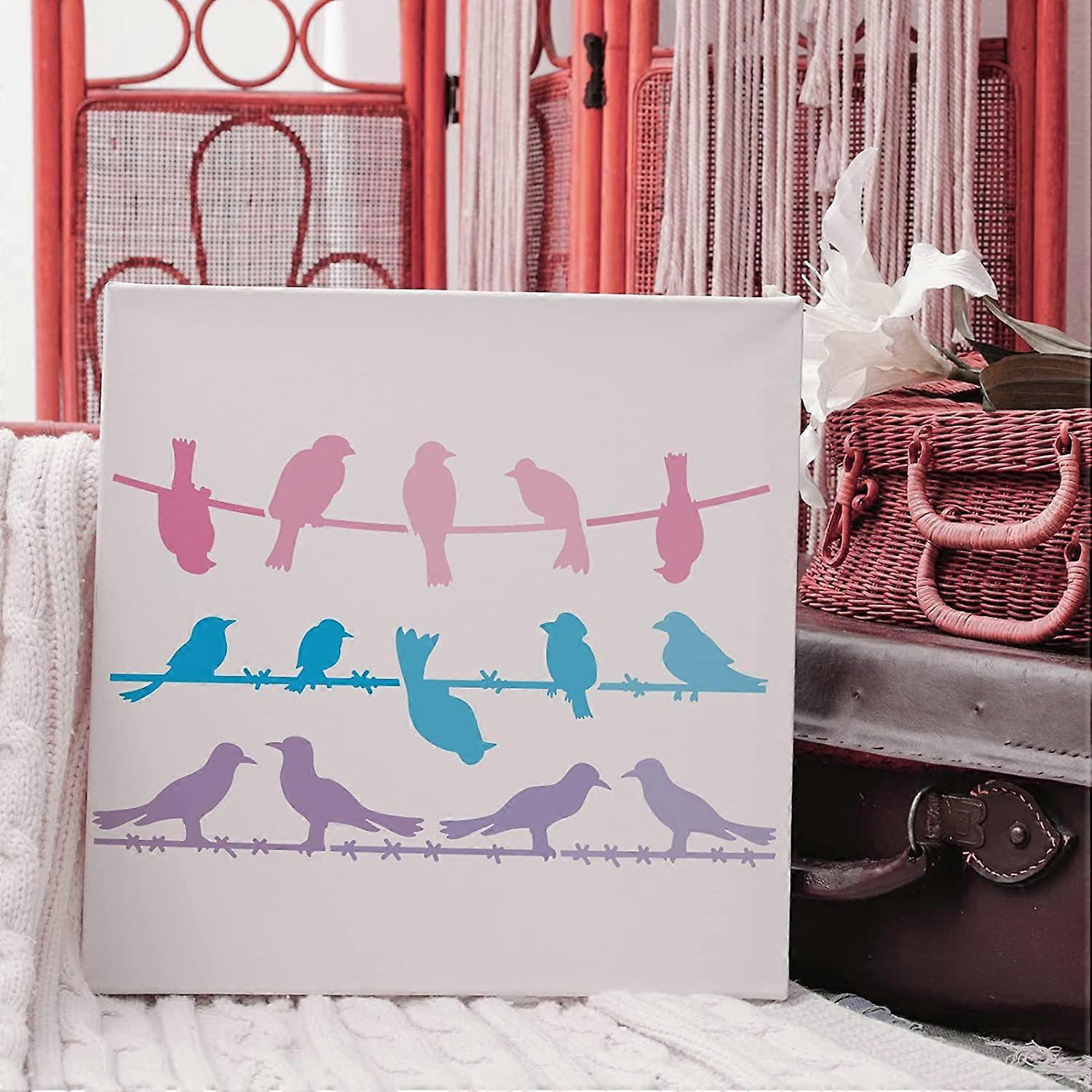 Birds On a Wire Stencil 11.7x8.3 inch Wire Bird Stencils Birds Drawing ...