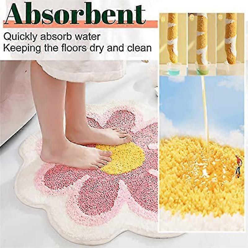 Non Bath Mat For Bathroom,absorbent Bath Rug Bathmat,cute Flower Shaped ...