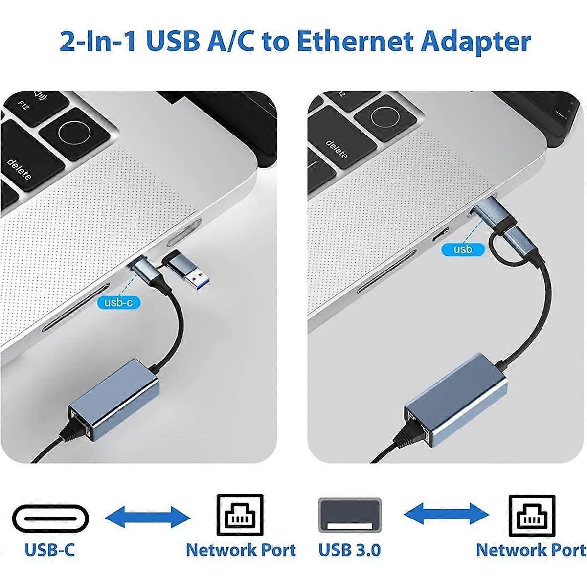 USB 3.0 to Ethernet Adapter with USB C to RJ45 Gigabit LAN 1000 Mbps Wired Network, Network ...