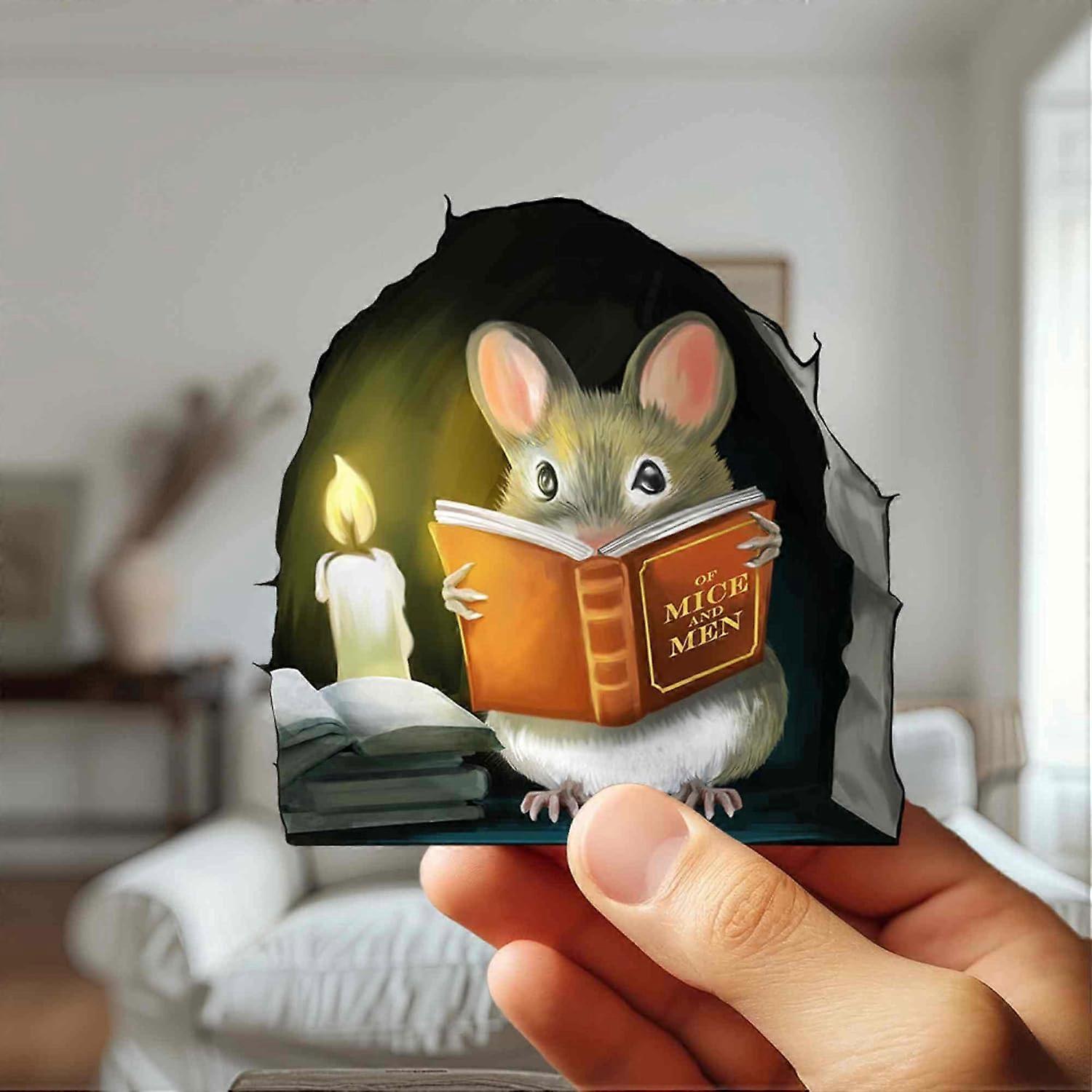 Mouse Reading Book, Wall Decor Sticker Decal, Kids Room, Classroom ...