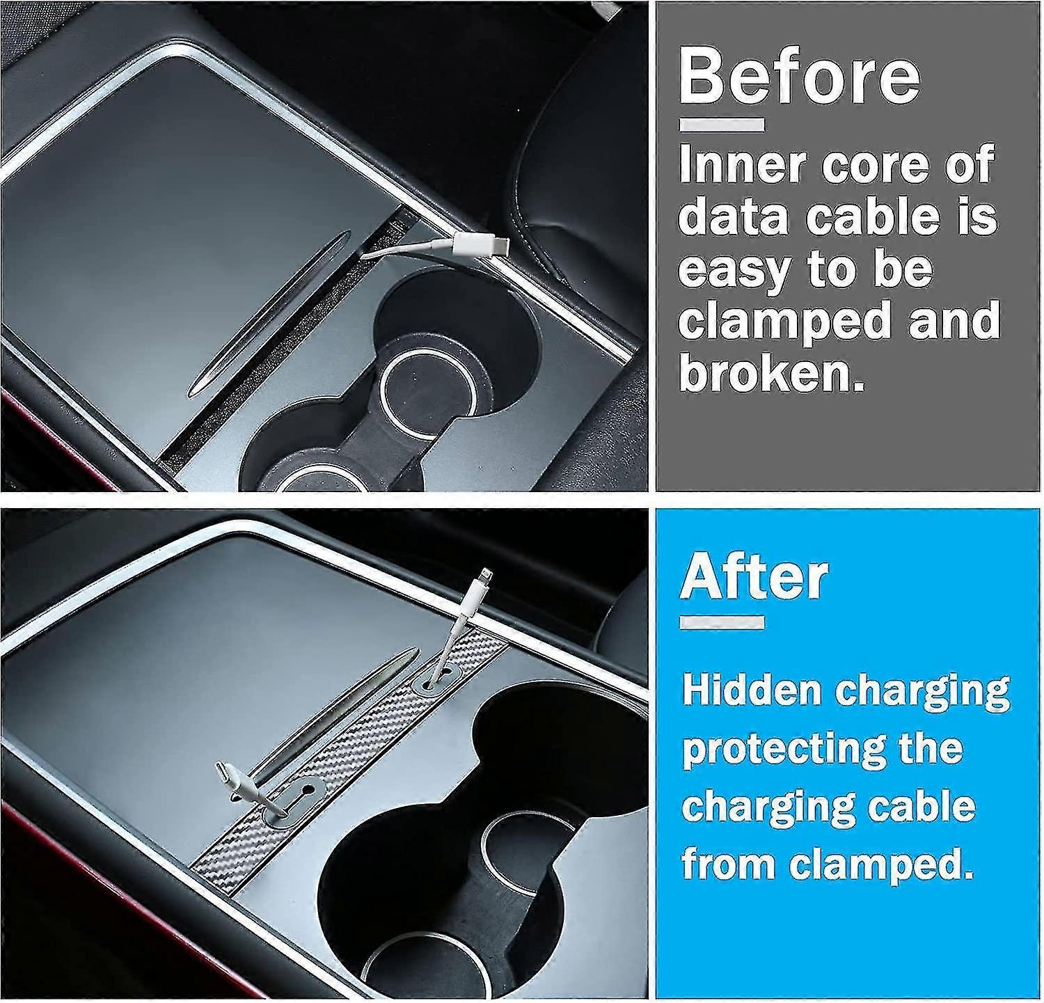 Tesla Center Console Usb Charging Cable Organizer, Usb Hub For Tesla ...