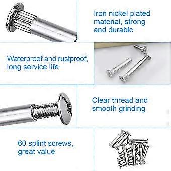 60 PCS M4 Furniture Assembly Screws Connecting Screws with Bolt Nickel ...