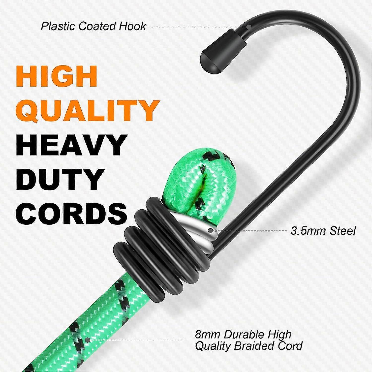 10 Pieces 60cm Green Bungee Cords Heavy Duty Bungee Bungee Cords Bungee ...
