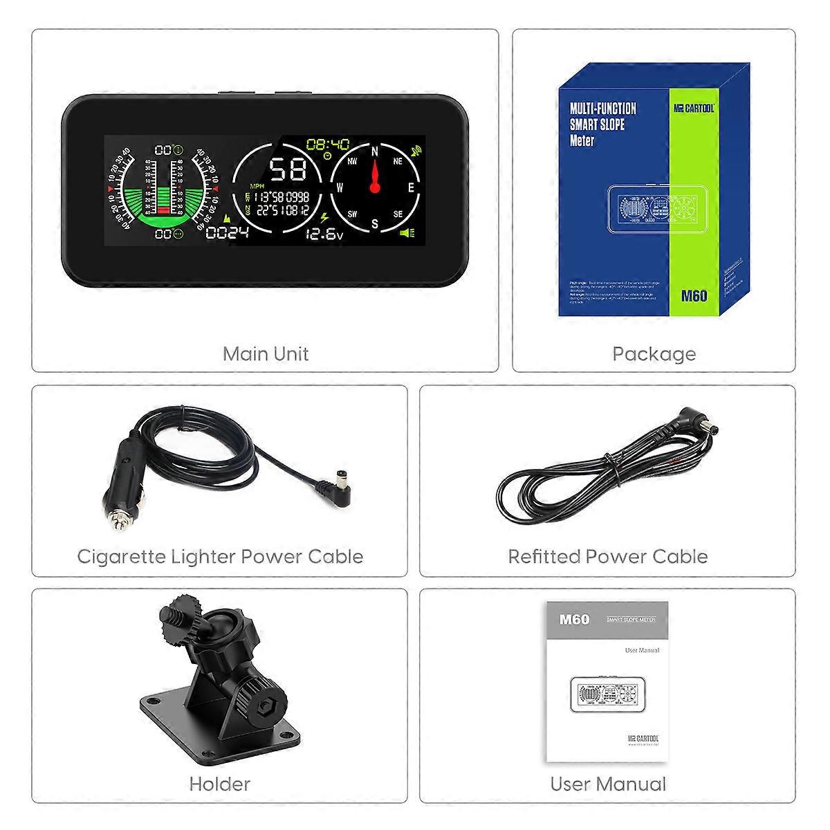 MRCARTOOL M60 Car Speedometer GPS Speed Inclinometer Off-road Car Slope ...