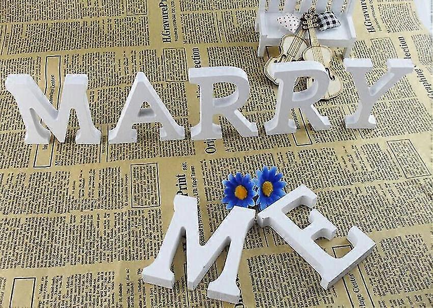 Set Of 7 (marry Me)decorative Wood Letters, 26 White Wooden Alphabet ...