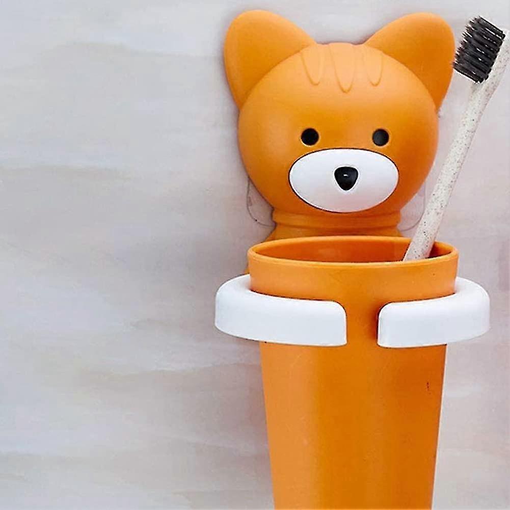 Toothbrush Cup Mouthwash Cup Kids Yellow Cartoon Fox Toothbrush Holder ...
