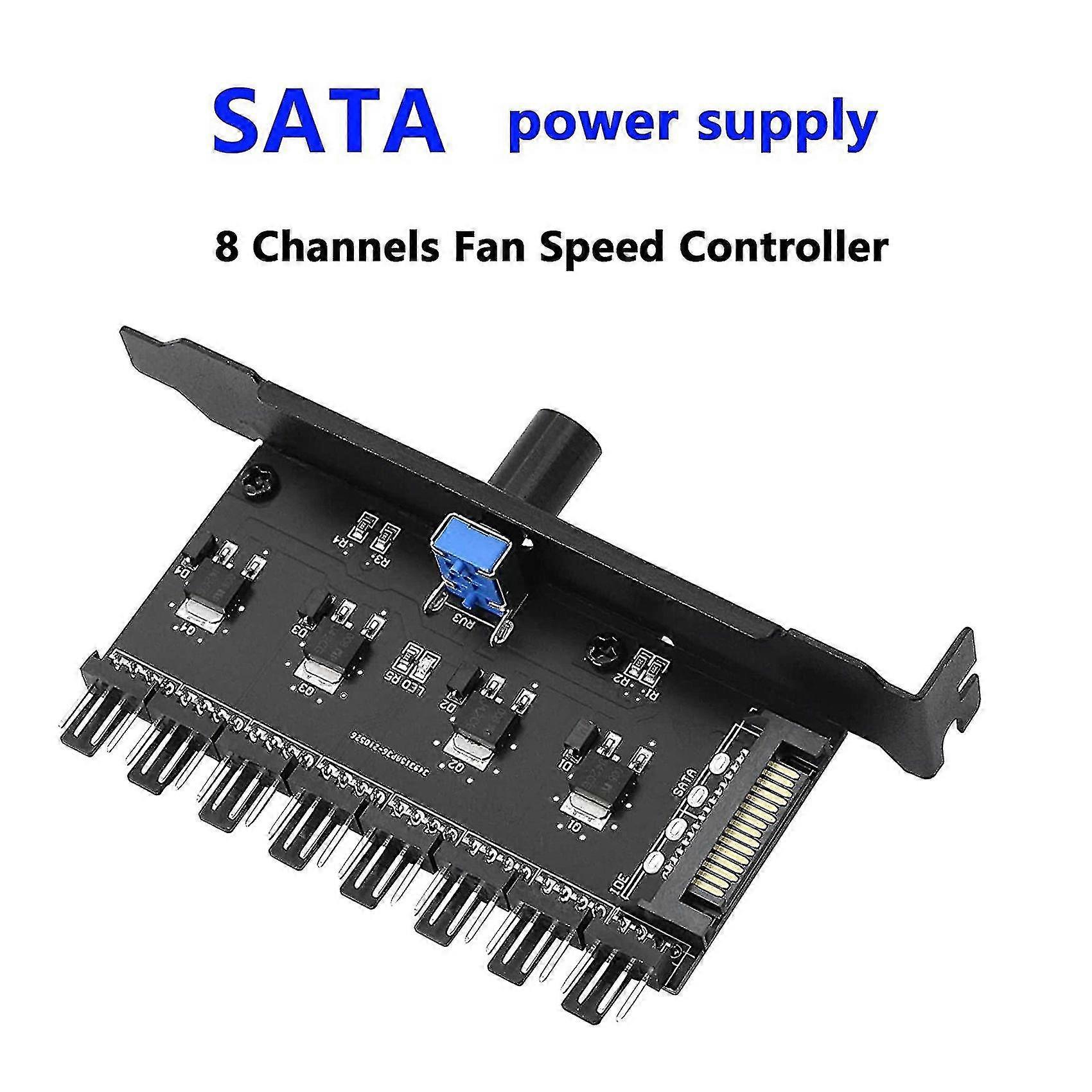 Pc 8 Channels Fan Hub Cooling Fan Speed Controller For Cpu Case Hdd Vga ...