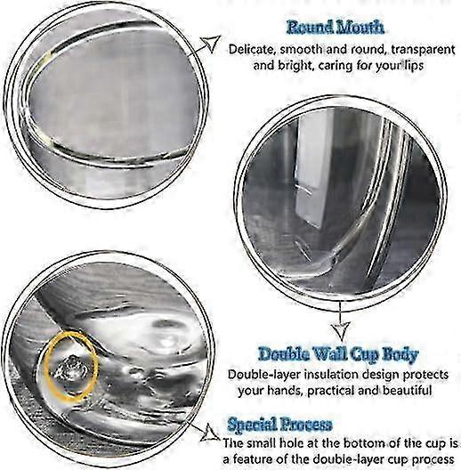 6PCS Double Walled Cups Glasses Mugs,Clear Double-Walled Coffee Cups ...