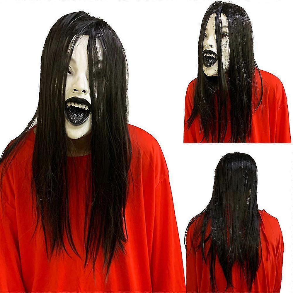 Long Hair Female Ghost Scary Masks Horror Creepy Mask For Stage ...