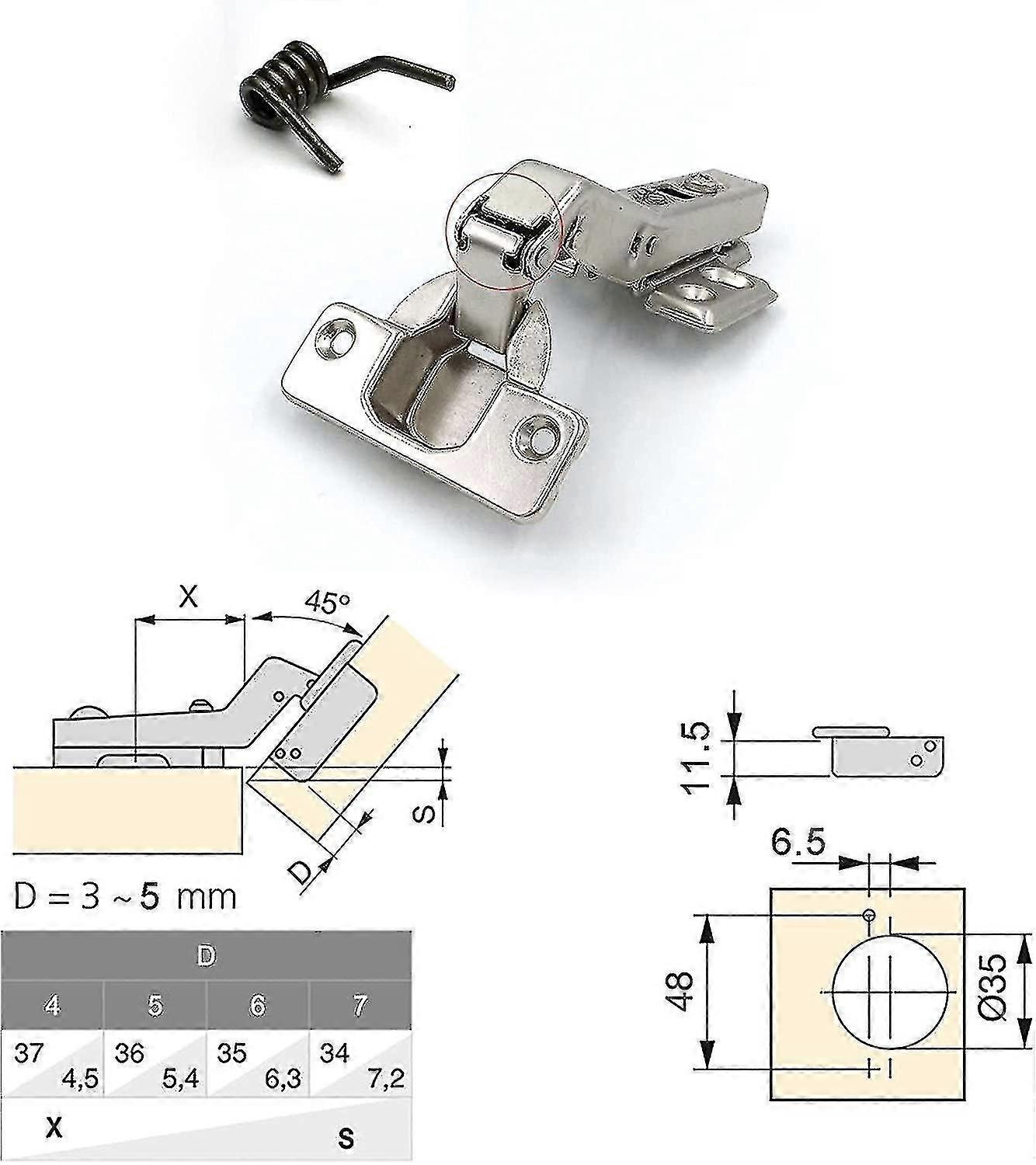 45 Degree Corner Hinge 35mm With Damper For Multi-side Door Soft Close ...