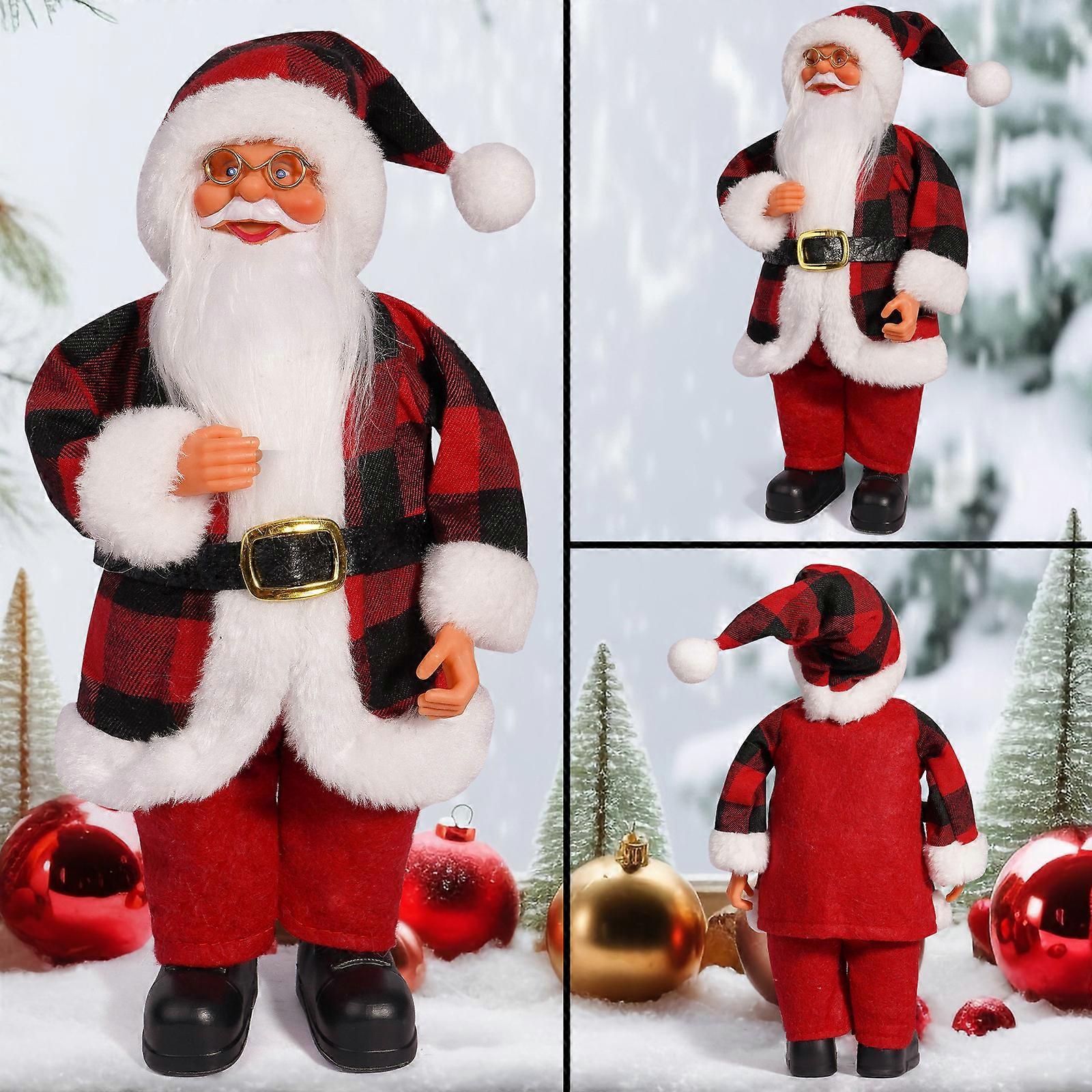 Christmas Santa Figurine Decoration 12Inch Multicolored Checkered ...