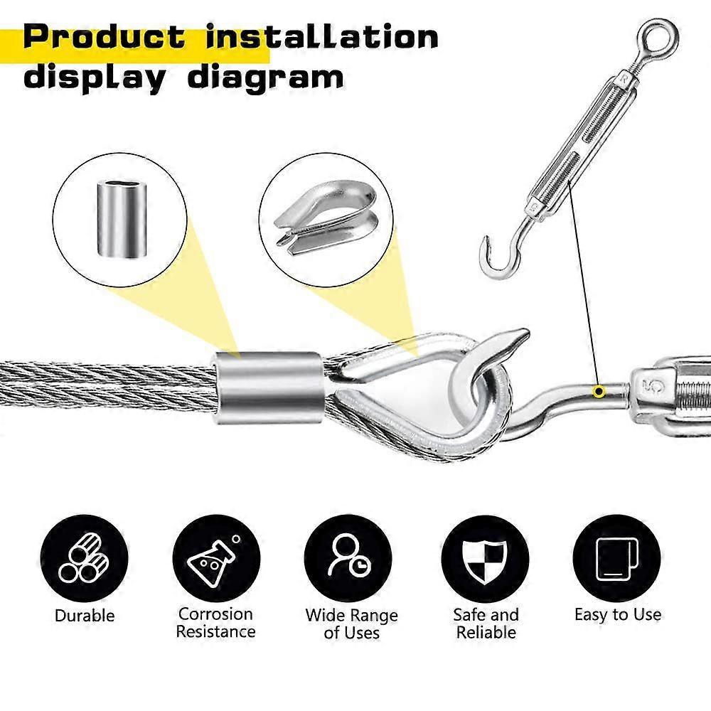 Wire Rope Stainless Steel Set, 15 m Wire Rope Trellis Set, 2 mm Steel ...