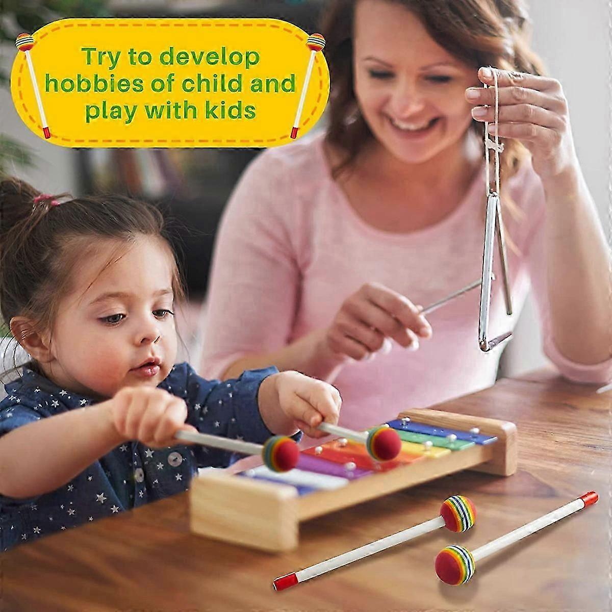 12 Pcs Lollipop Drum Mallet Sticks Round Rainbow Hammer Percussion ...