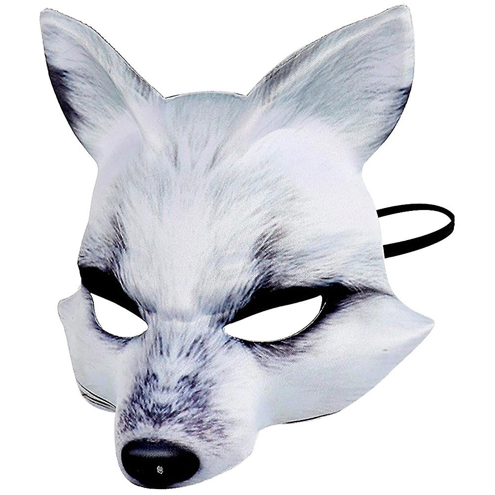 Halloween Fox Half Mask Cosplay Animal Face Mask Realistic EVA Party ...