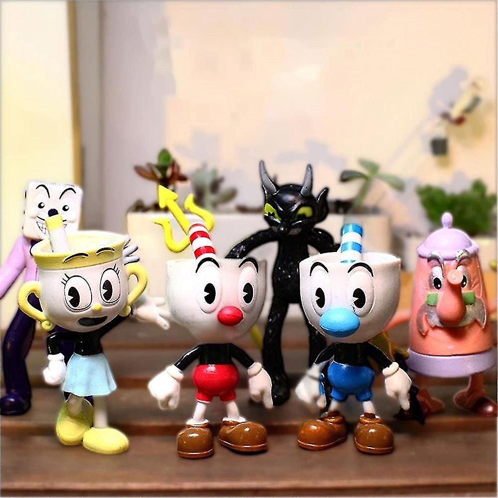 6pcs Cuphead Figures Toys Collectible Model Minifigures Shelf Ornaments ...