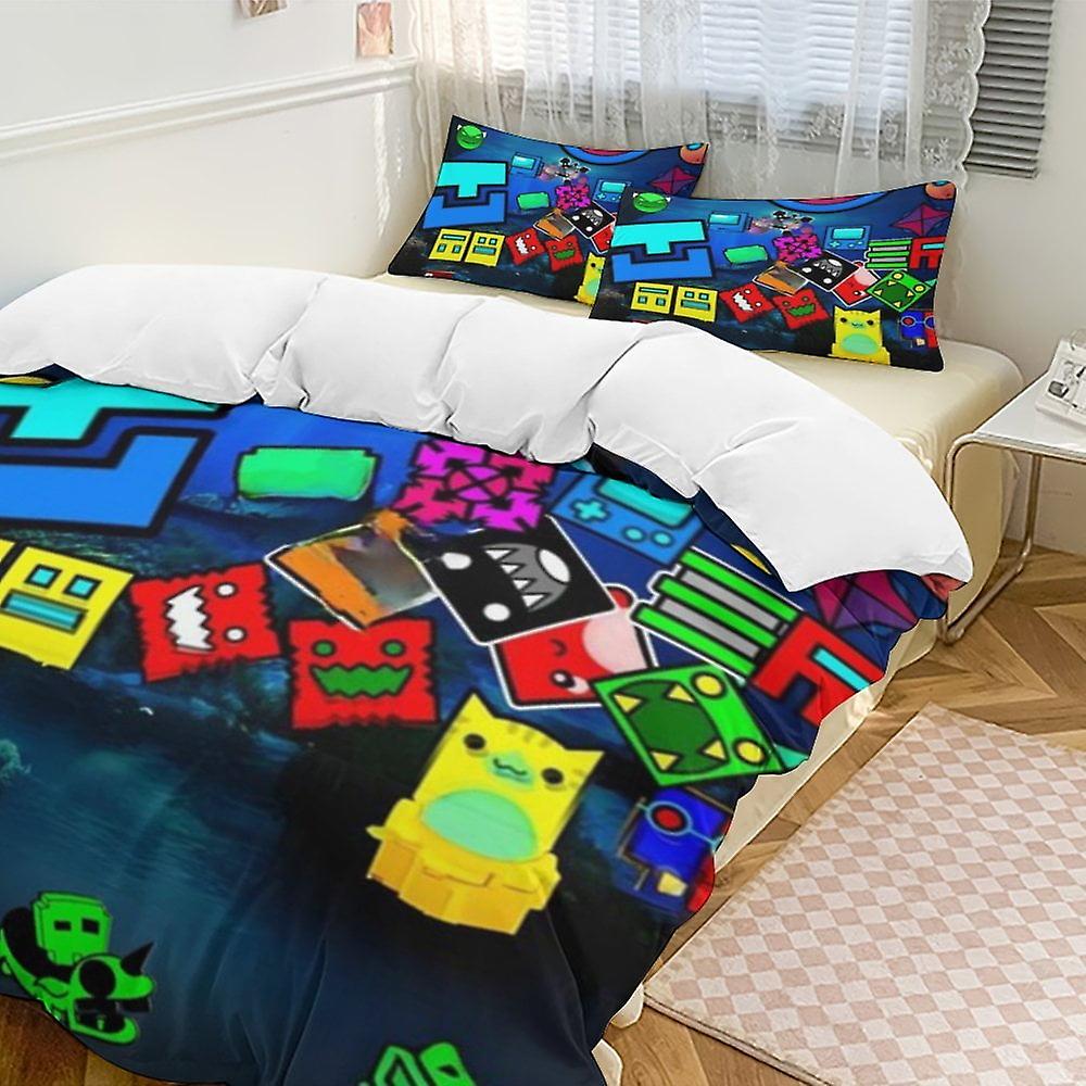 Geometry Dash Duvet Cover 3 Piece Bedding Set,Teen Comforter Cover Set ...