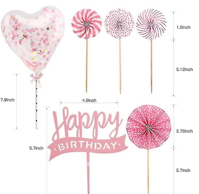 6 Pieces Happy Birthday Cake Topper Girl Birthday Decorations Happy ...