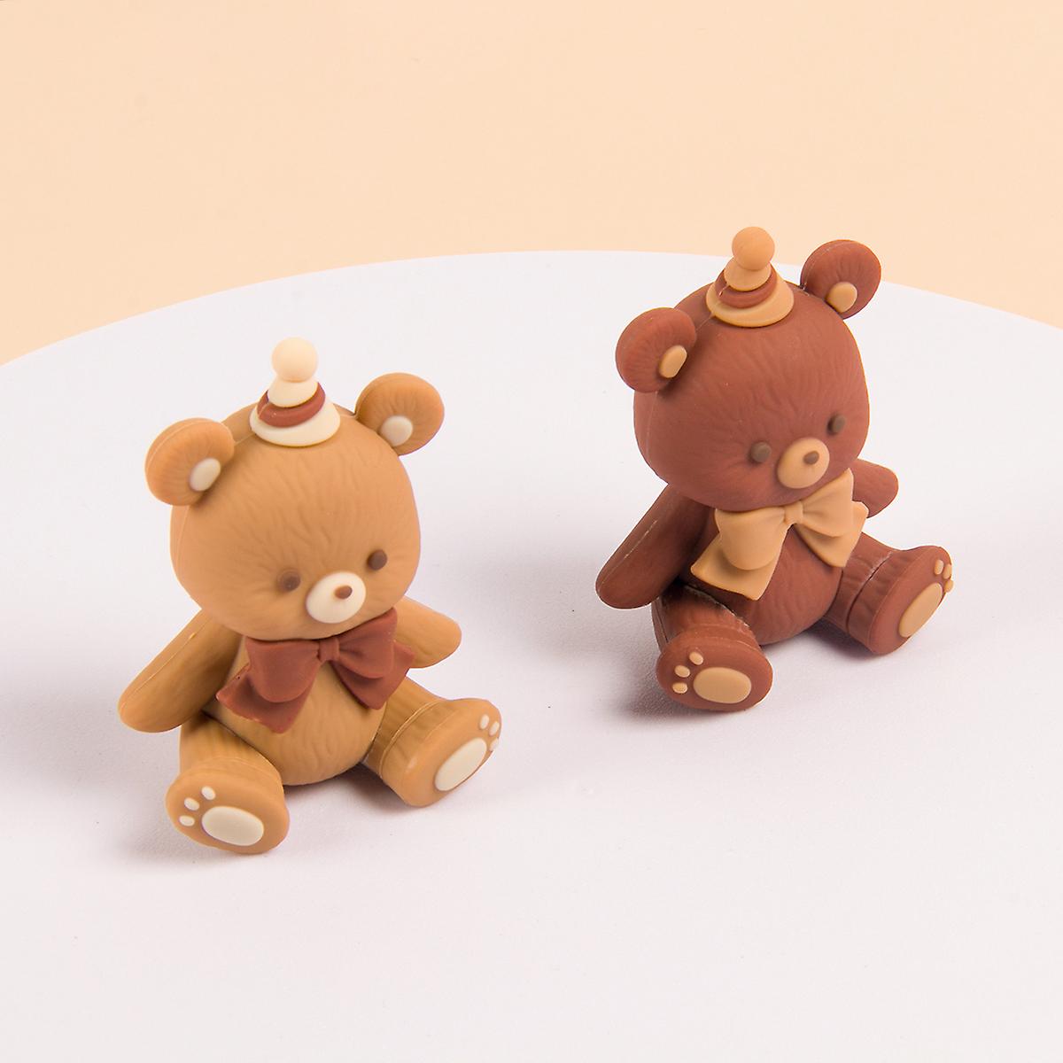 Bear Cake Toppers Birthday Cake Decoration Rubber Bear Figurine Foam ...