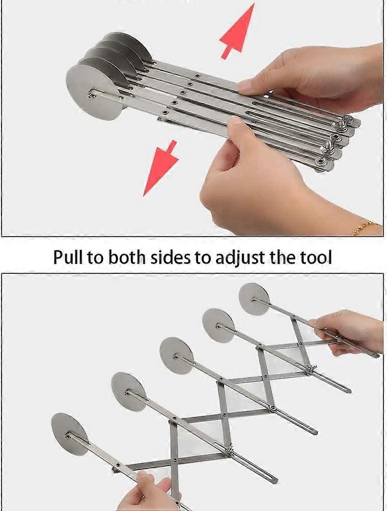 Stainless Steel Dough Cutter with 5 Adjustable Wheels, Pro Dough Cutter ...