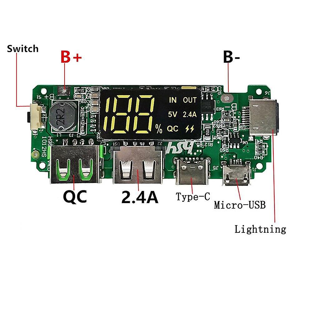 Led dual usb 5v 2.4a micro/type-c usb mobile power bank 18650 charging ...