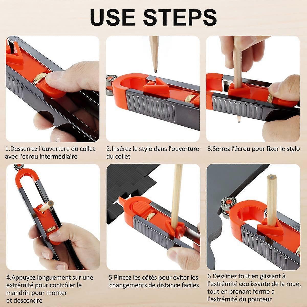 Contour Gauge Ruler With Lock, Profile Tracing Ruler With Pencil ...